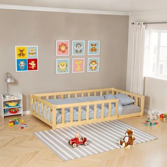 Weber Industries Bett, 80 x 160 cm, Nino+ 1 Lattenrost + Barriere/Natur