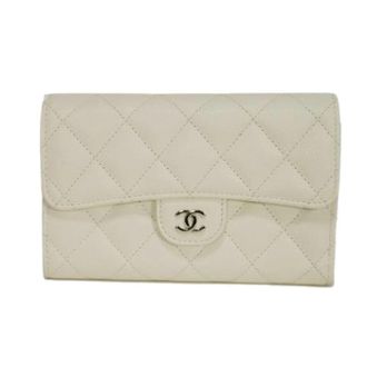 Chanel Pre-owned Matelass&eacute; Grained Calfskin Trifold Wallet - - Pre-owned - Damen - Beige - ONE SIZE