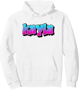 BDAZ Kayla Graffiti Personalisierter Name Blau Rosa Frauen M&auml;dchen Pullover Hoodie