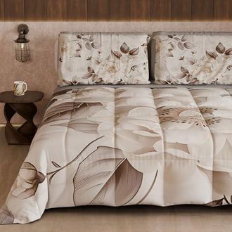 Petti Artigiani Italiani Petti Artigiani Italiani Winter-Steppdecke, Winterdecke, Steppdecke f&uuml;r franz&ouml;sisches Bett, Doubleface, einfarbig und Digitaldruck mit Blumenmuster 04