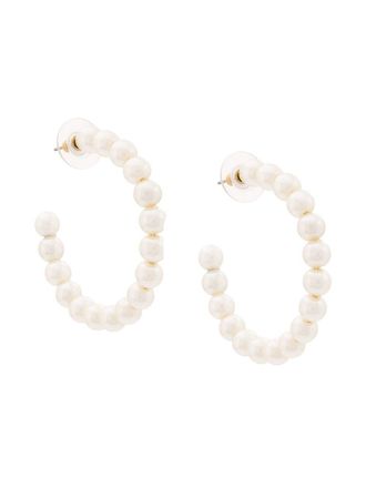 Lele Sadoughi faux pearl hoop earrings - Blanc