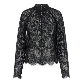 Self Portrait Semi-Transparente Spitzenbluse - - Blouses & Shirts - Damen - Schwarzk - L