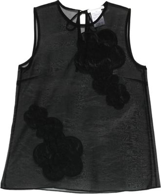 Cecilie Bahnsen Alba Oberteil mit Blumenapplikation - Schwarz
