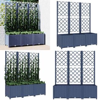 vidaXL Vidaxl - Jardini&egrave;re avec treillis bleu gris 120x40x136 cm pp - Jardinier - Pot Plante - Bac Planter - Support Vignes - Tomate Grimpante - Home &