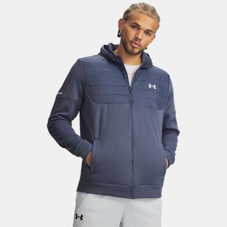 Under Armour Armour Fleece Pro Utility Oberteil mit durchgehendem Zip f&uuml;r Herren Downpour Grau / Wei&szlig; XXL
