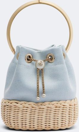 Jimmy Choo London Bucket Bag Bon Bon aus Canvas mit Zierperlen