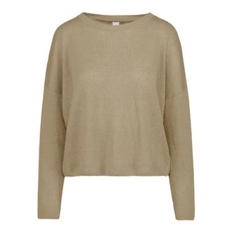 Bomboogie Femme, Pulls, Beige, Taille: 44 FR Pull en Lin &agrave; Manches Longues