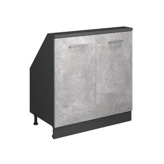 Vicco Meuble de Rangement sous Pente Rion, B&eacute;ton/Anthracite, avec 2 Portes