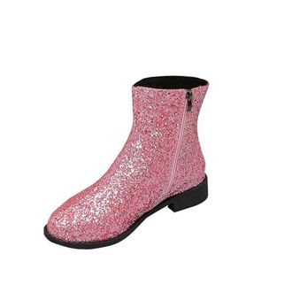 Generic Bottines pour femme avec strass - Large mollet - &Eacute;l&eacute;gantes - Bout rond - Style d&eacute;contract&eacute; - Talon bas &eacute;pais - Fermeture &eacute;clair lat&eacute;rale - Confortable
