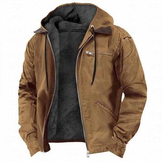 Generic Veste dhiver l&eacute;g&egrave;re et &eacute;paisse &agrave; capuche avec fermeture &eacute;clair et doublure en polaire pour homme, camel, XXL