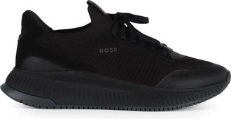HUGO BOSS Sneaker aus Leder und Stoff - - Shoes - Herren - Schwarzk - 40 EU
