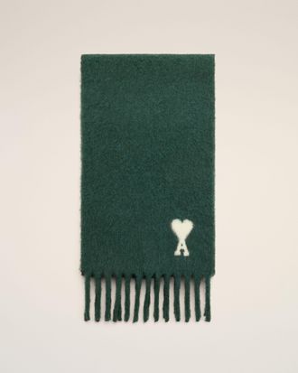 Ami Ami Paris - Echarpe verte en alpaga Ami de Coeur Vert Bouteille - TU - Unisex