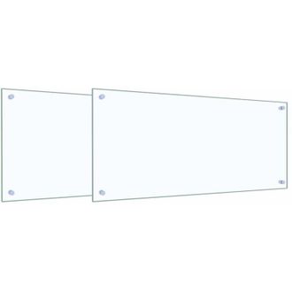 vidaXL K&uuml;chenr&uuml;ckwand 2 pcs Transparent 90 x 40 cm Geh&auml;rtetes Glas vidaXL