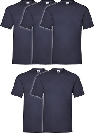 Fruit Of The Loom Lot de 5 t-shirts Valueweight pour homme + sac de gym MyShirt inclus, Bleu marine + sac de gym Myshirt, XXL