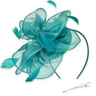 Dreshow Femmes Fascinator Chapeau Fleur Mesh Plume Mariage Dames Day Bandeau et Clip Cocktail Tea Party Chapeau