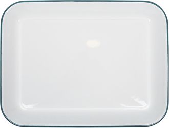 Argon Tableware 1x Grün 34cm x 26cm Weiß Rechteck Emaille-Backblech - Küche Backgeschirr Tin Ofen Backen Braten Kochen Blatt Tabletts