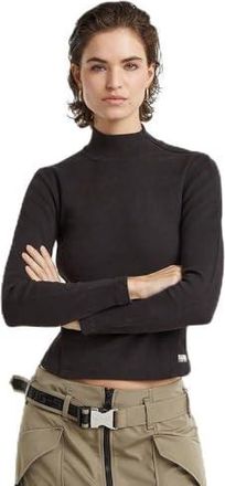 G-Star G-Star Femme Top Asymmetric Zip Cropped Slim Mock, Noir (dk black D25056-D702-6484), S