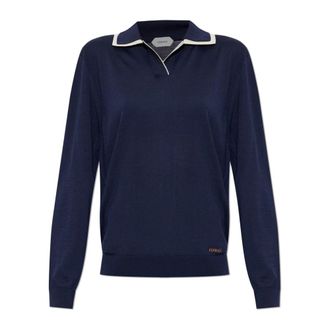 Versace Wollstrick-Poloshirt - - Knitwear - Damen - Blau - XS