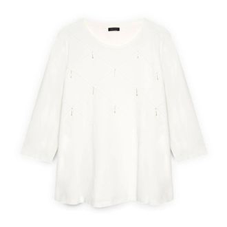 Fiorella Rubino Femme, Tops, Blanc, Taille: 40 FR T-shirt en jersey de coton avec motif losanges