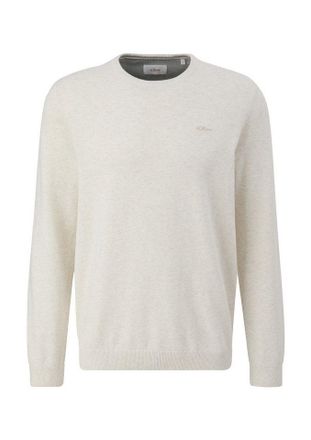 s.Oliver Strickpullover wei&szlig;,Basic,Baumwolle,Meliert,Rundhals,Lang,Regular Fit