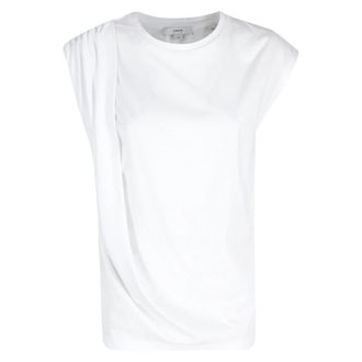 Vince Pima Baumwollmischung Drapierter Relaxed Top - - Tops - Damen - Wei&szlig; - M