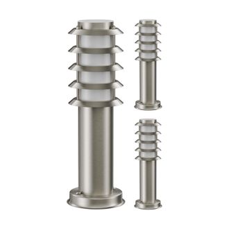 LEDs Com 3 St&uuml;ck Pollerleuchte PORU f&uuml;r au&szlig;en, IP44, Gitter, 39cm, edelstahl, inkl. E27 Lampe 471lm, extra-warmwei&szlig;