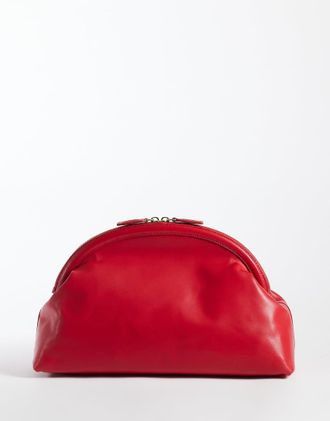 Mango Clutch aus 100 % Leder in Rot, Oversize