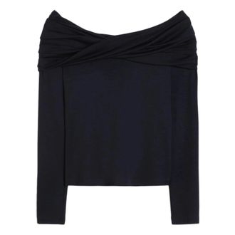 Max Mara Woll-Oberteil mit Carmen-Ausschnitt - - Tops - Damen - Blau - L