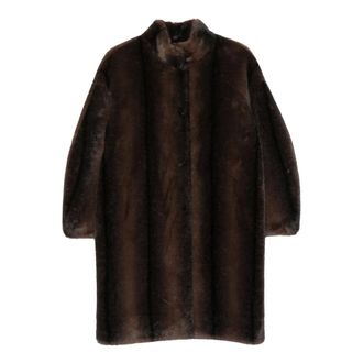 Betta Corradi Manteau en fausse fourrure - Femme - Vestes - Brun - Taille: 38 FR