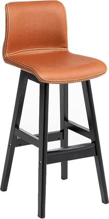 Generic Barhocker mit R&uuml;ckenlehne und Holzbeinen aus Kunstleder, hohe K&uuml;chenst&uuml;hle f&uuml;r Pubs und Caf&eacute;s