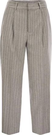 PT01 Pt01, Femme, Pantalons, Gris, Taille: 38 FR Pantalon en flanelle de laine et cachemire