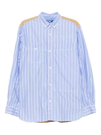 Junya Watanabe chemise en toile &agrave; rayures - Bleu