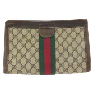 Gucci Pre-owned GG Supreme Canvas Leder Clutch Bag - - Pre-owned - Herren - Braun - ONE SIZE