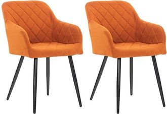 Clp Lot de 2 chaises de salle à manger Shila avec Piètement en Métal noir Orange Tissu