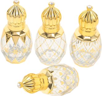 Garneck 4 Stück Teiliges Parfüm glasfläschchen mit Roll Metallverschluss Edles Design zum Nachfüllen von Ätherischen Ölen und Parfum Kompakt und Auslaufsicher