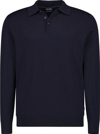 Olymp Herren Pullover blau Merinowolle unifarben