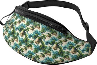 Generic Waist Fanny Pack Mode Brustbeutel Hawaii Kleine Insel Druck Verstellbarer Lauftasche F&uuml;r Herren Fitness Spazieren 14X35Cm