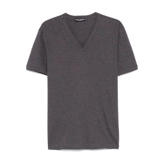 Dolce & Gabbana L&auml;ssiges Baumwoll-T-Shirt - - Tops - Herren - Grau - 2XL