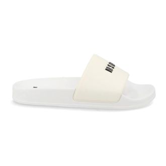 Msgm Msgm - Tongs Logo - Homme - Chaussures - Blanc - Taille: 40 EU