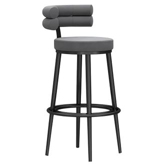 Generic Barhocker in Tresenh&ouml;he, K&uuml;cheninselhocker, samtbezogener Tresenstuhl mit weicher R&uuml;ckenlehne, hoher Esszimmerstuhl f&uuml;r Zuhause und Gastronomie