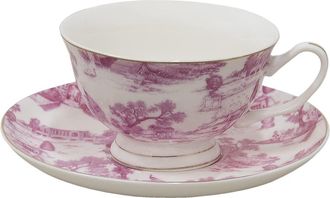 Clayre & Eef Tasse mit Untertasse 250 ml Rosa Porzellan Geschirr