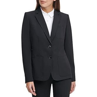 Tommy Hilfiger Womens Work Jacket One Button Blazer Jackets, Black, 12