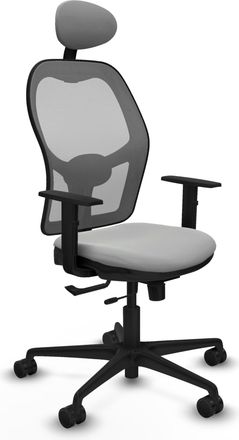 Piqueras y Crespo B&uuml;rostuhl mit 1D-Armen, h&ouml;henverstellbarer Lendenwirbelst&uuml;tze und festem Kopfteil, ausgestattet mit Syncro/Traslack und injiziertem Schaumstoff, Grau/