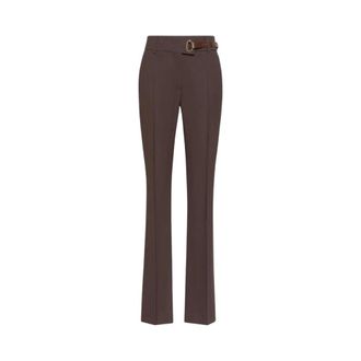 Sportmax Pantalon &eacute;vas&eacute; &agrave; ceinture taille haute - Femme - Pantalons - Brun - Taille: 40 FR