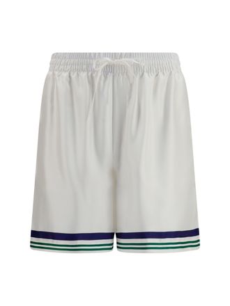 Casablanca Mens Shorts Hotel Crest Multicolour Silk Bermuda
