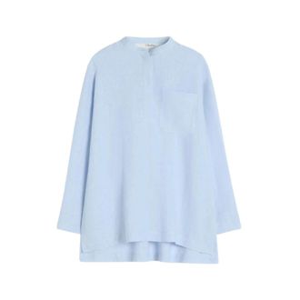Max Mara Femme, Blouses et Chemises, Bleu, Taille: 36 FR Pocket Linen Shirt