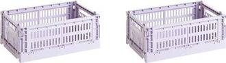 HAY Colour Crate Transportbox S aus recyceltem Polypropylen in der Farbe Lavender, Ma&szlig;e: 26,5cm x 17cm x 10,5cm, 541446 (Packung mit 2)