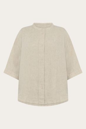 Knowledge Cotton Apparel Damen vegan Hemd Leinen Light Feather Gray