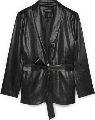 Fiorella Rubino Femme, Vestes, Noir, Taille: 44 FR Blazer d&eacute;contract&eacute; en jersey lurex