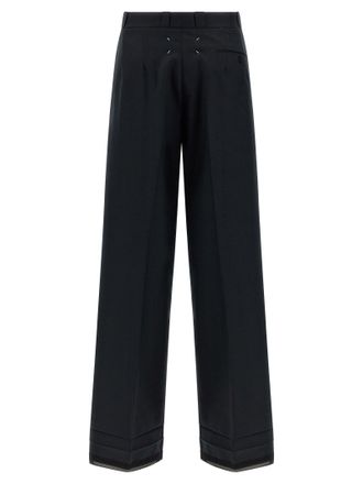 Maison Margiela Herringbone Wool Blend Trousers - Black